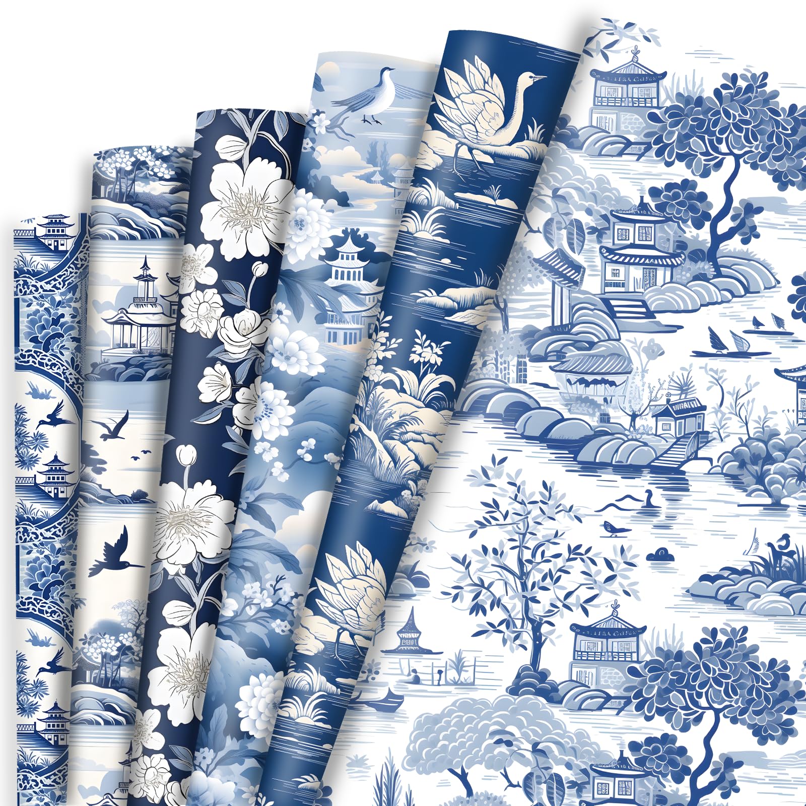 Amazon.com: Vnaaem Chinoiserie Wrapping Paper 6 Pc Classic Chinese ...