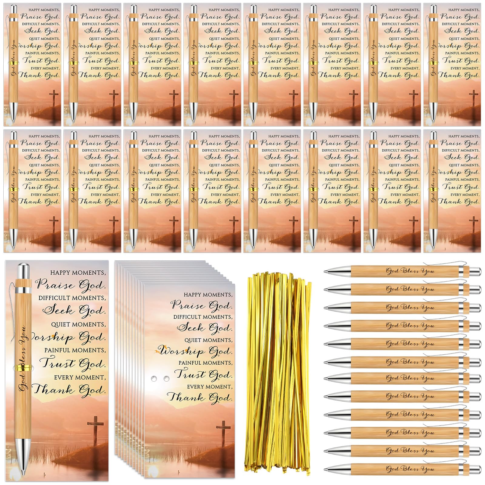 Amazon.com : Sayglossy Christian Bamboo Pens Bulk Faith Based Gifts God ...