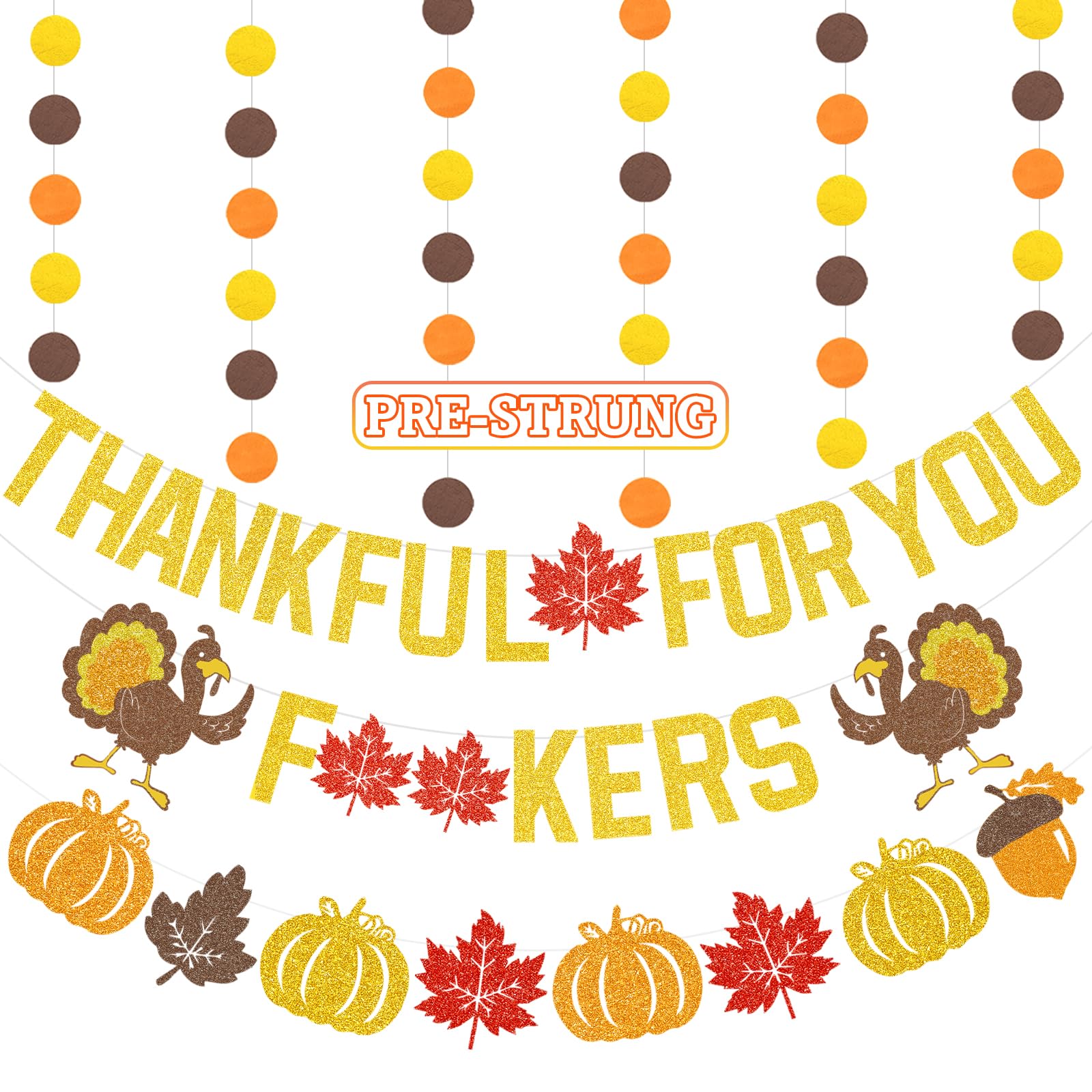 Amazon.com: Thankful for You Banner, Gold Glitter Friendsgiving ...