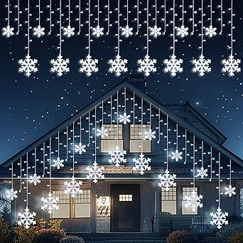 Brightown Snowflake Lights, 20Ft 228 LED Icicle Lights for Outside with ...