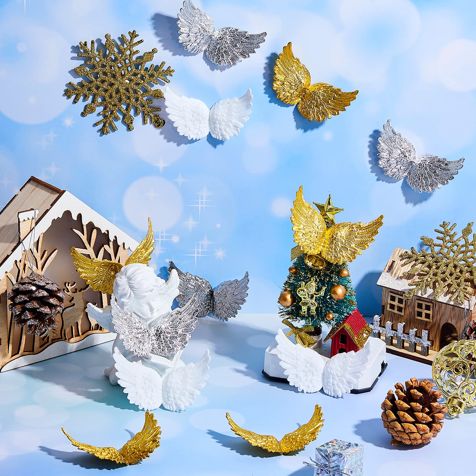 Snapklik.com : 36 Pieces Plastic Angel Wing Shaped For Crafts Mini 3D ...