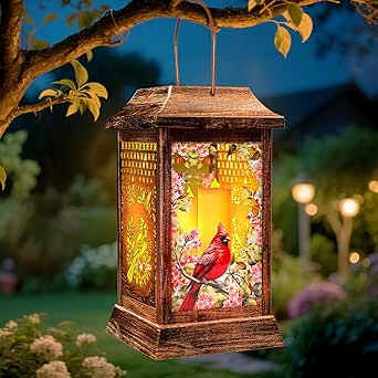 Amazon.com: Cardinal Solar Lanterns Outdoor Waterproof, Metal & Glass ...