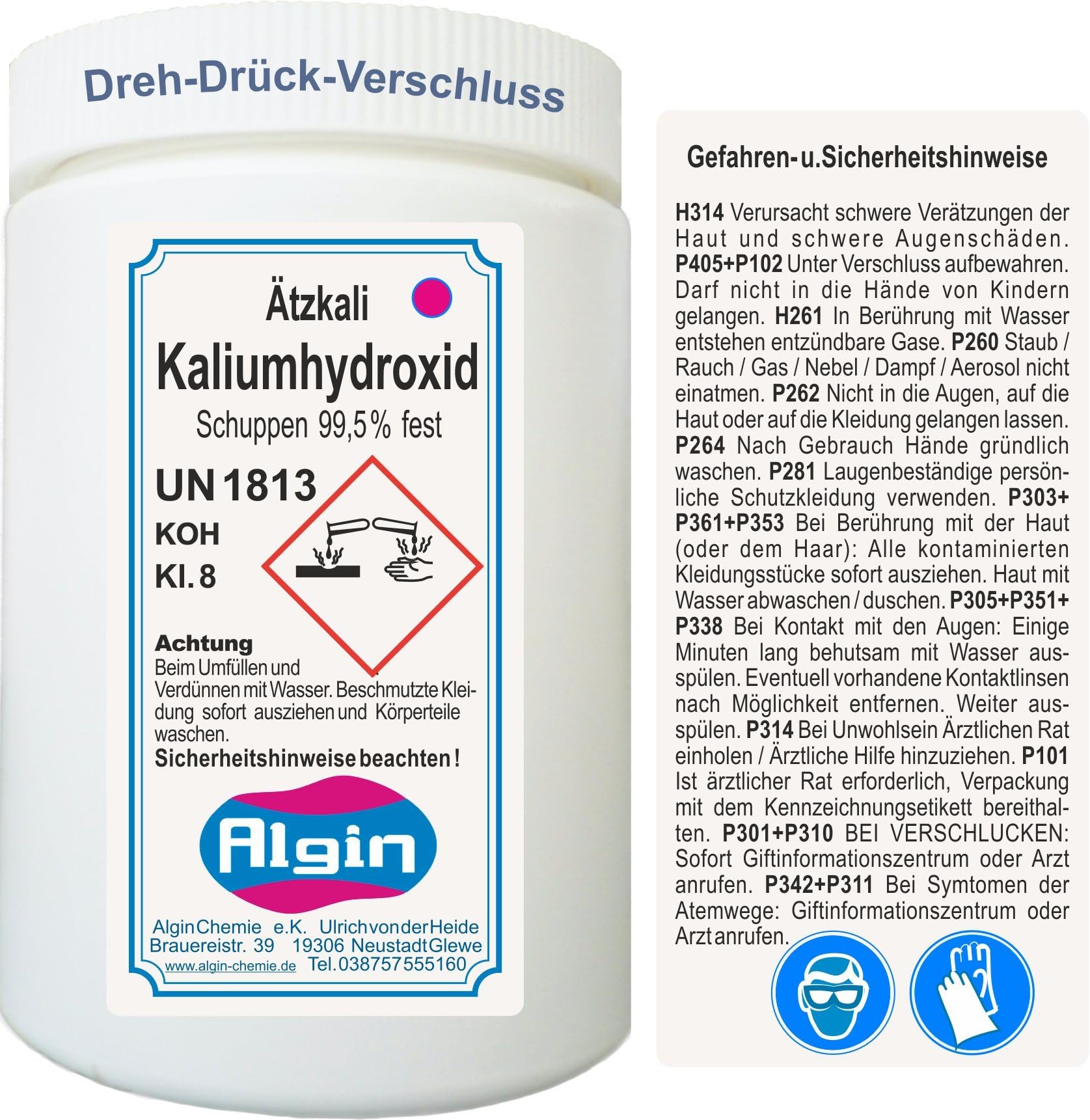 Chemdiscount 1kg Kaliumchlorid in Lebensmittelqualität E508, luftdicht ...