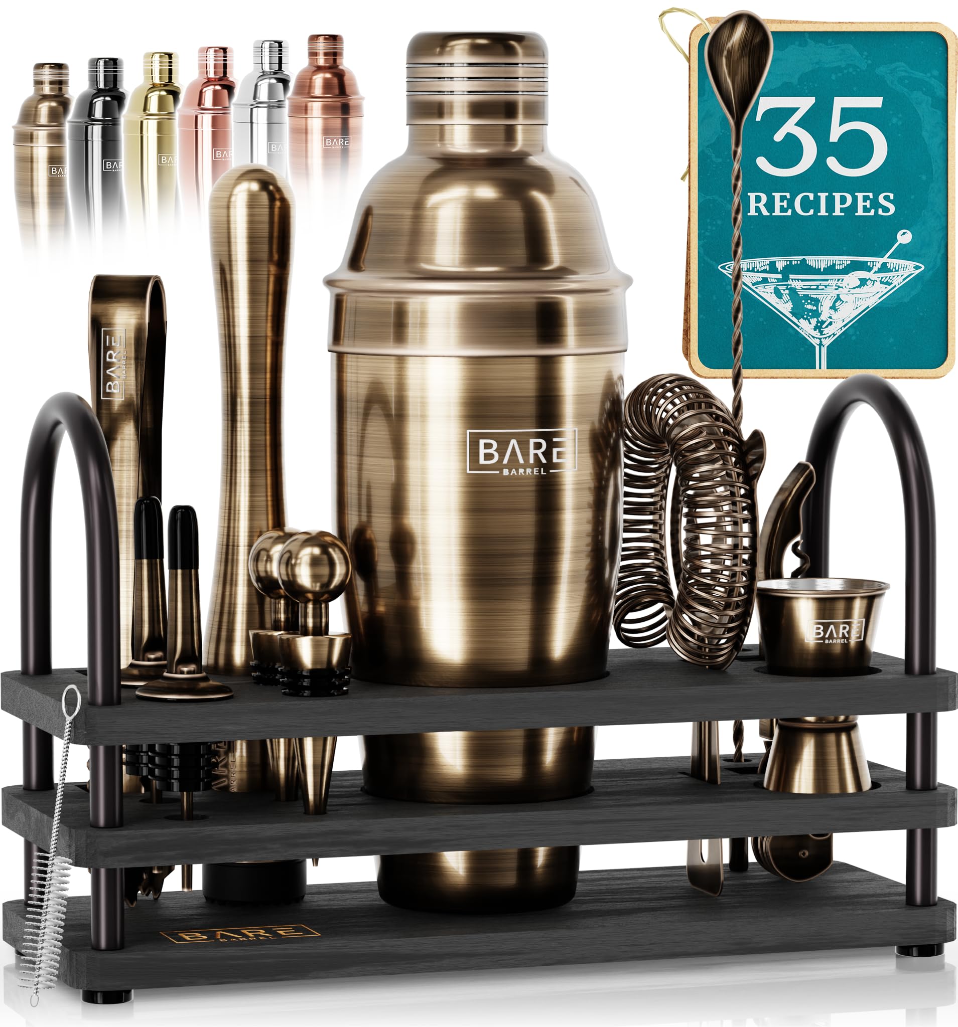 Snapklik.com : BARE BARREL Mixology Bartender Kit Bar Set 14-Piece Martini Cocktail Shaker Set ...