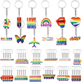 Amazon.com: LIUBUJINGYING 60 Pcs Rainbow Acrylic Keychains Colorful Pride Keychain Back to ...