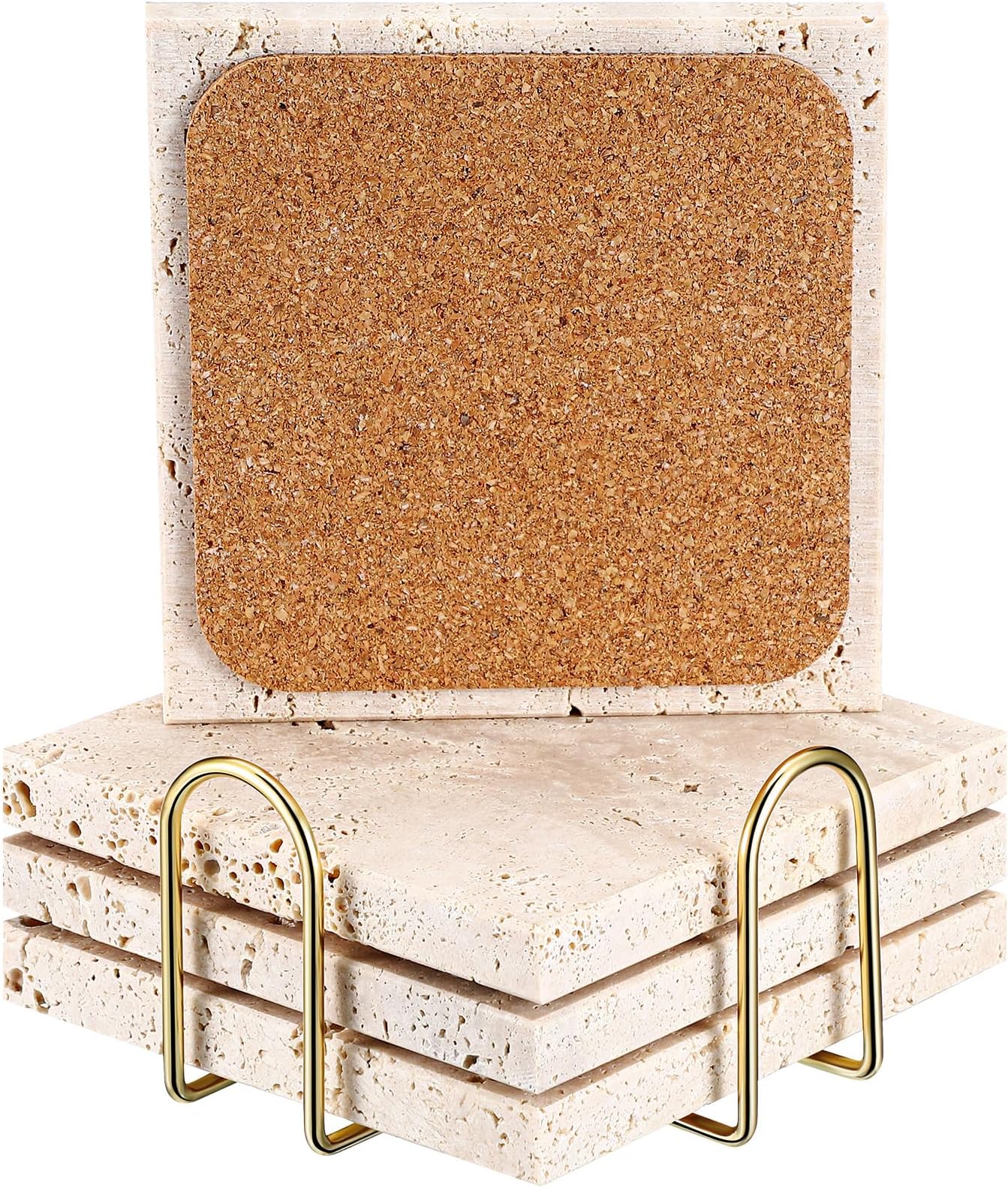 Amazon.com: Creative Co-Op Square Marble Coasters with Jute String ...