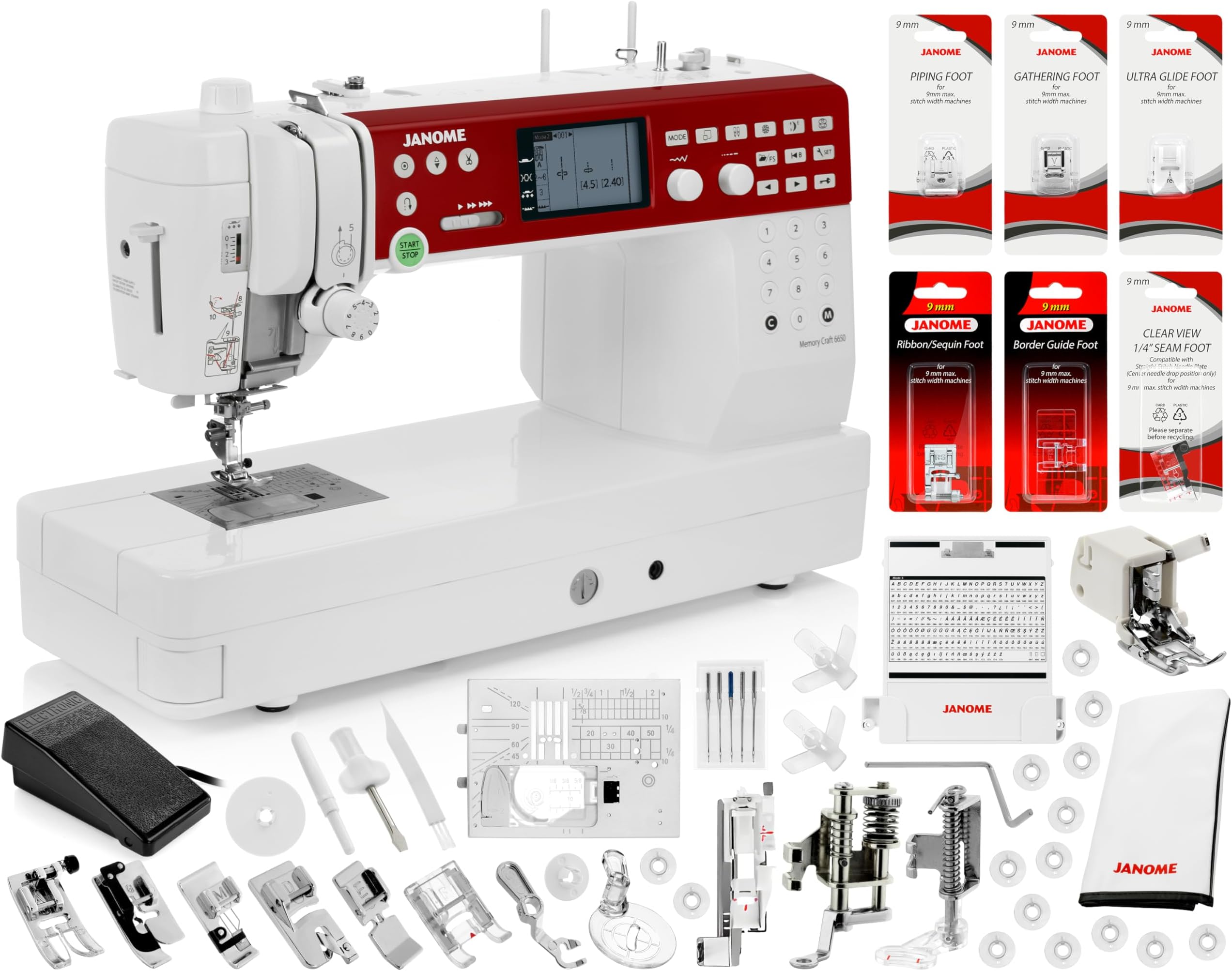 Amazon.com: Janome Memory Craft 6650 Sewing Machine (9mm Unit) Bundle ...