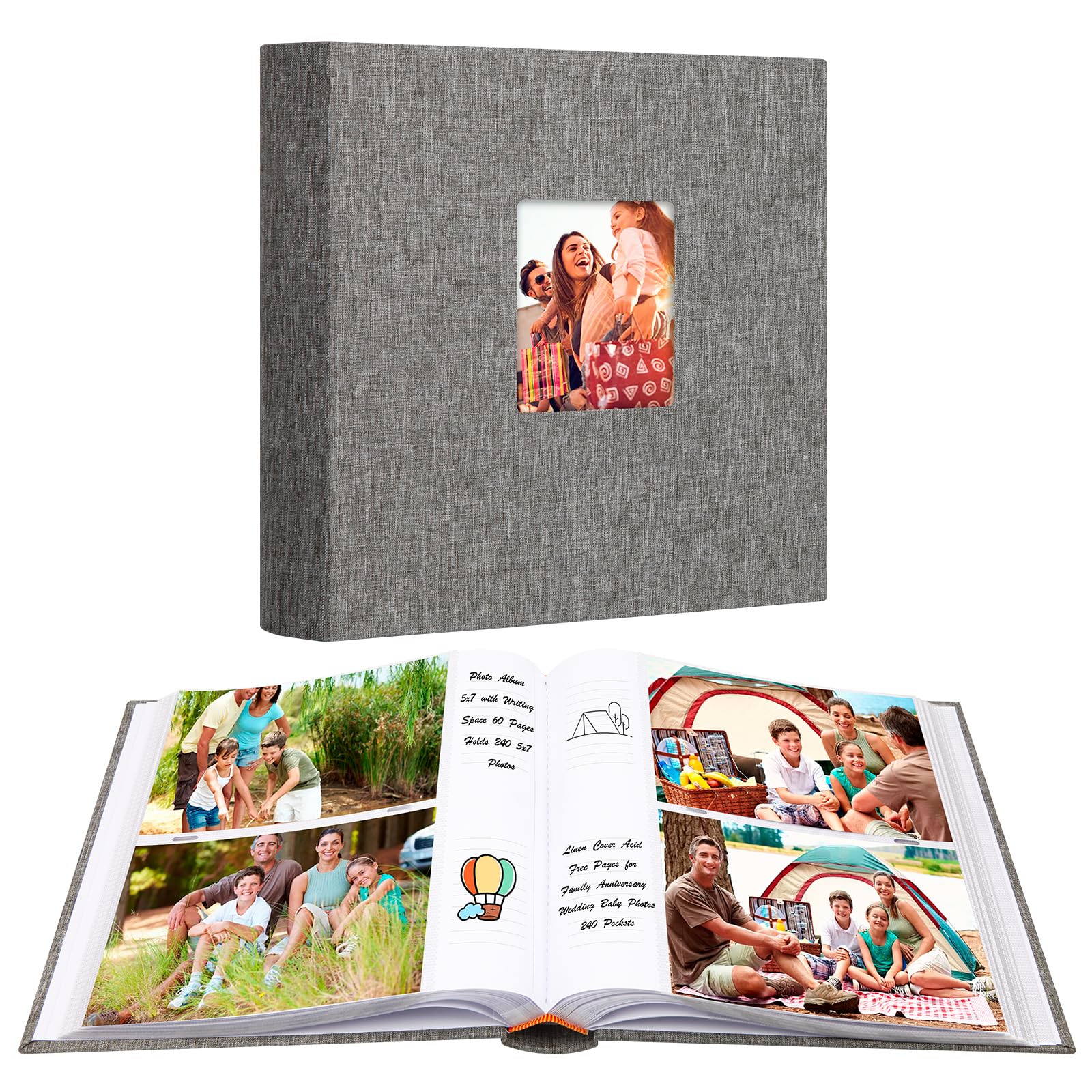 Amazon.com: Aevdor 240 Pockets Photo Album 5x7 with Writing Space ...