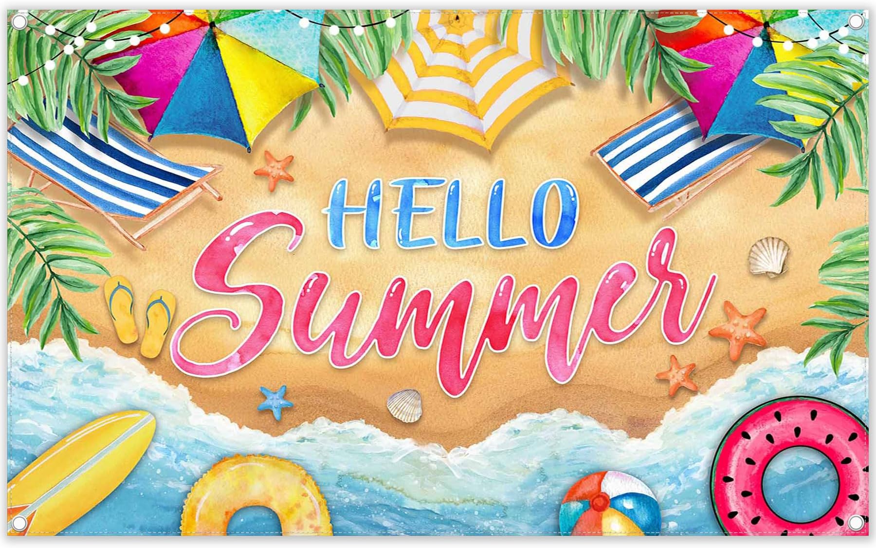 Amazon.com : ZTHMOE 72x43inch Hello Summer Backdrop Summer Hawaiian ...