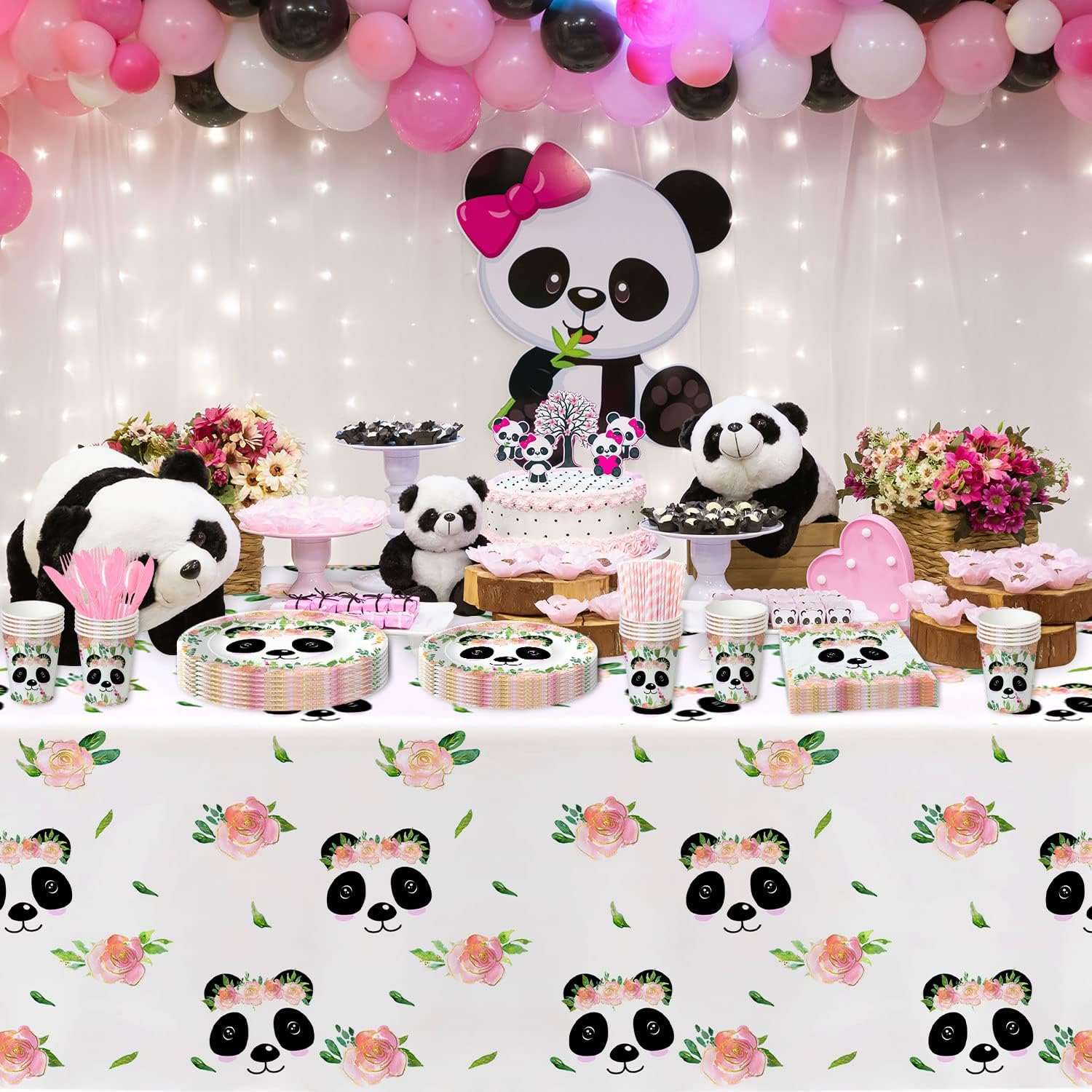 Suministros de fiesta de panda, decoraciones de fiesta de cumpleaños de ...