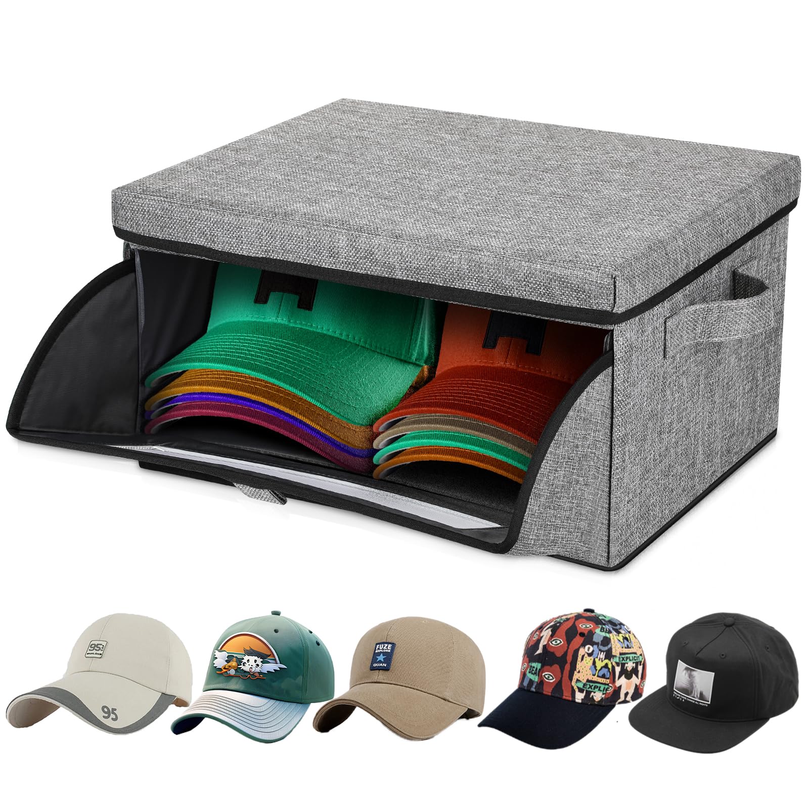 Amazon.com: Lukeline Collapsible Hat Organizer Box, Baseball Caps ...