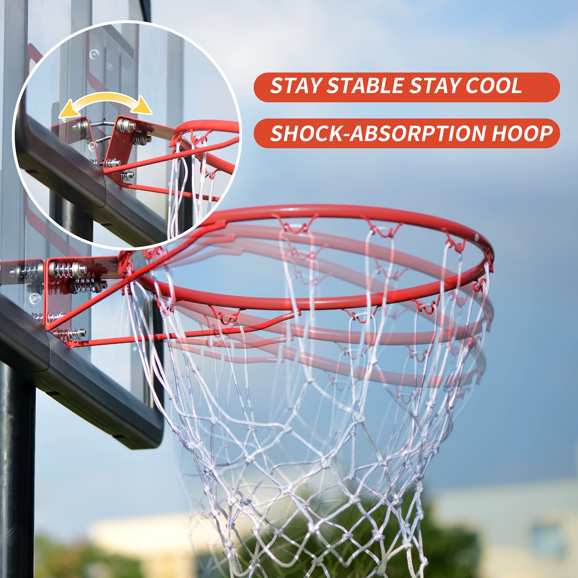 Merax Portable Basketball System Basketball Hoop & Goal with 44 ...