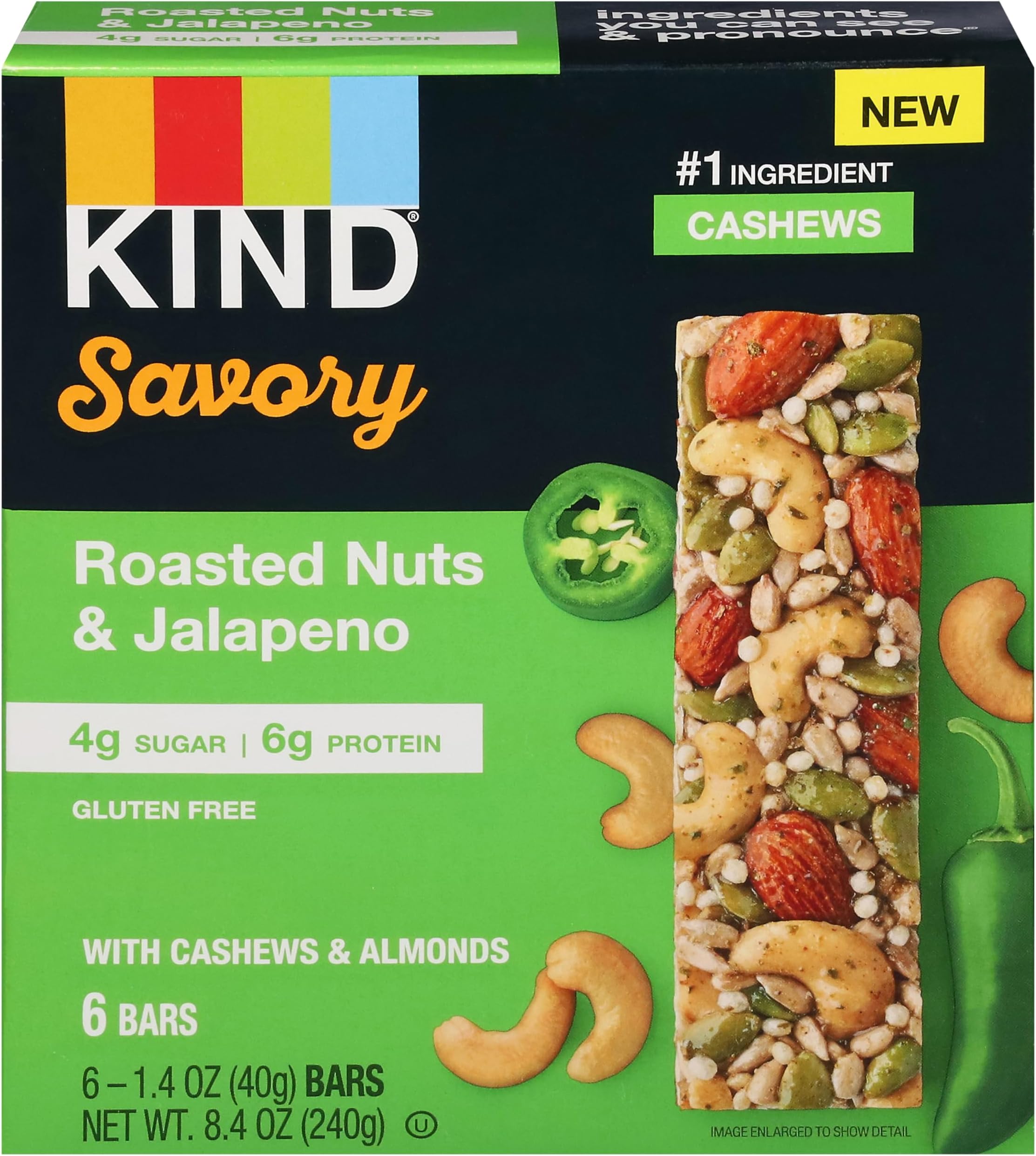 Amazon.com: KIND Savory Nut Bars, Roasted Nuts & Jalapeno, Good Source ...