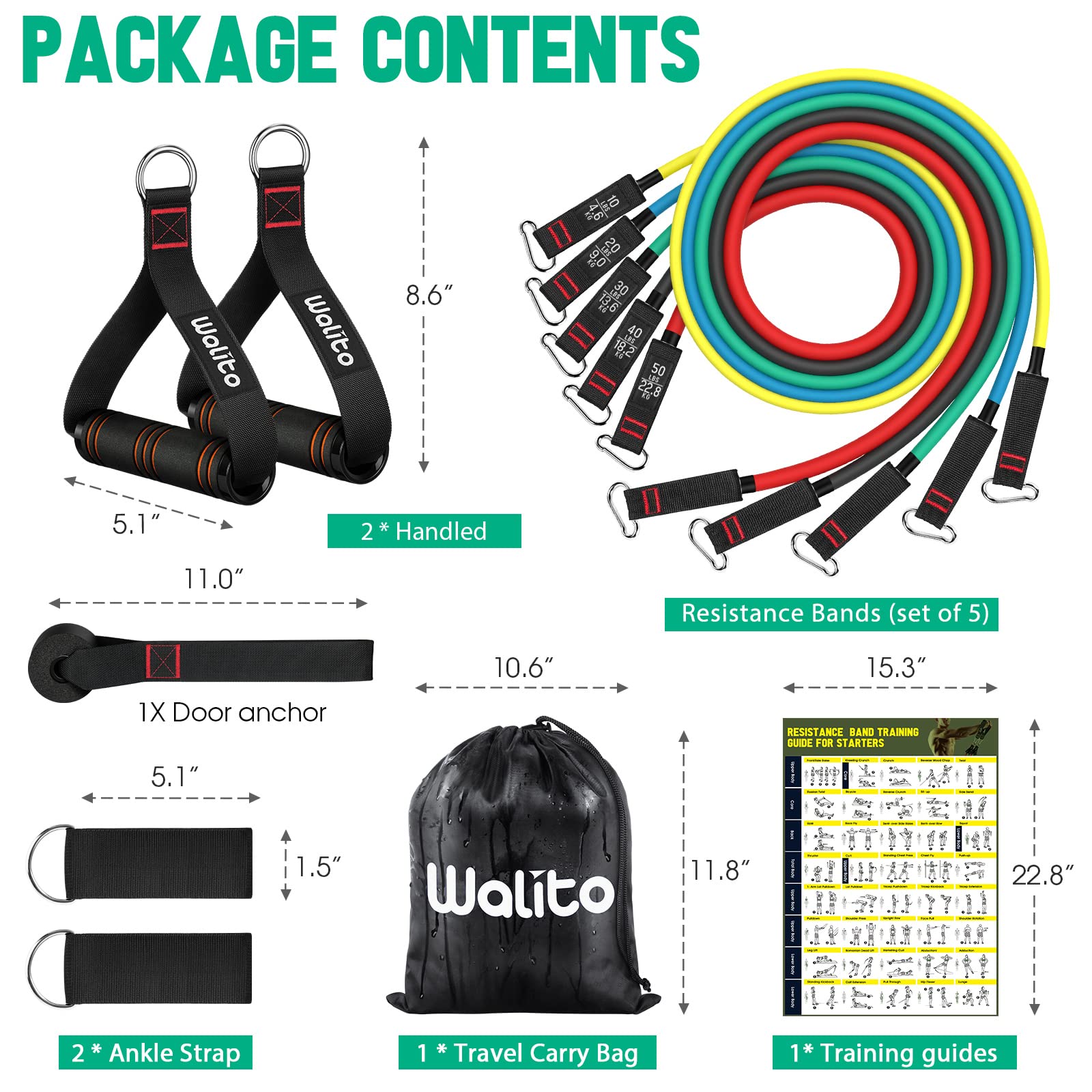 Snapklik.com : WALITO Resistance Bands Set - Exercise Bands