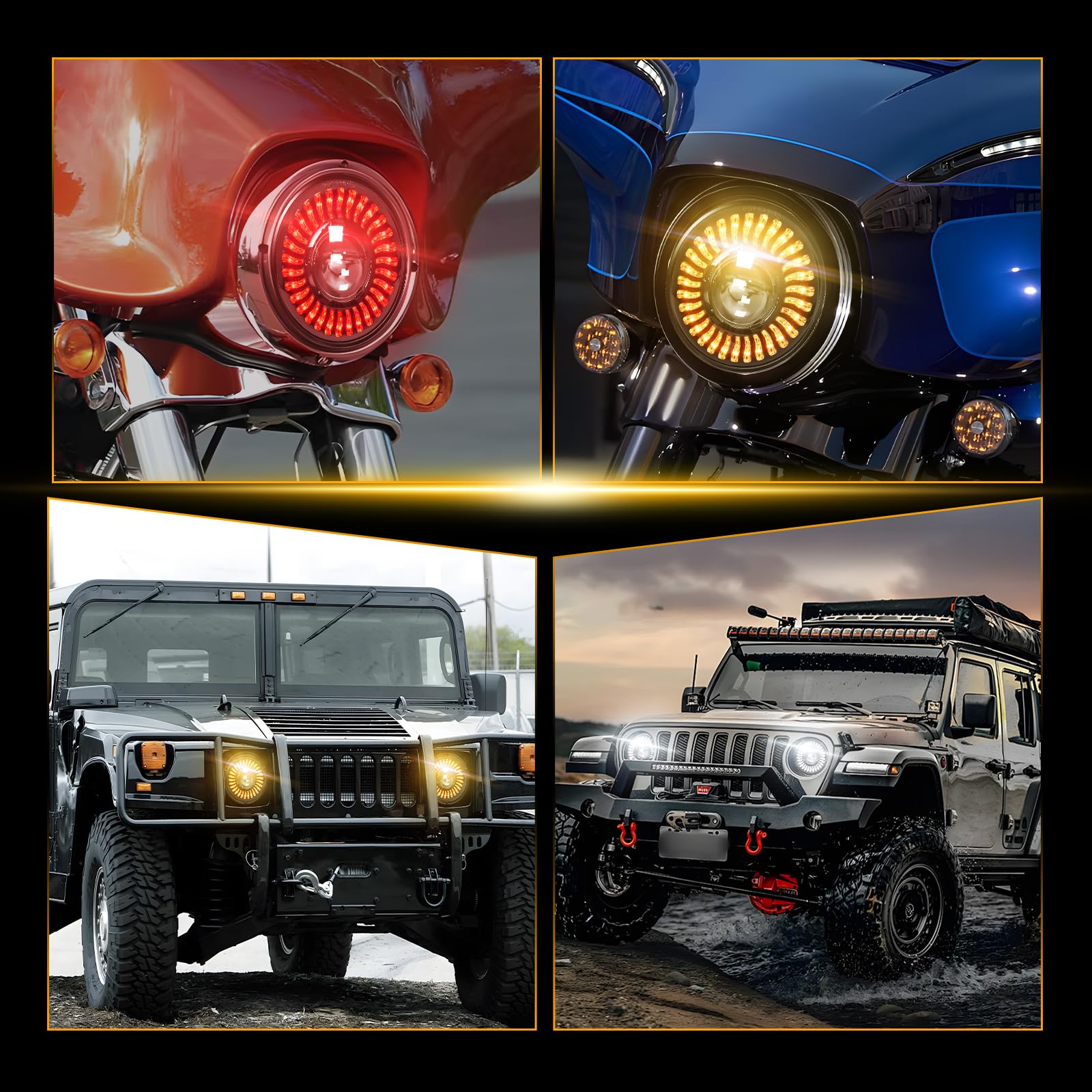 7 Inch Halo Headlights 7 Inch RGB Halo LED Headlights - High/Low Beam ...