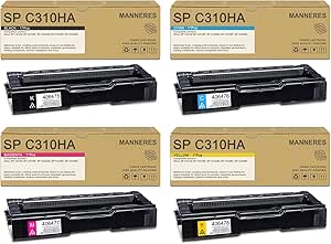 Amazon.com: C310HA Toner Cartridge (4-Pack, 1BK/1C/1M/1Y) : C310HA 406475 406476 406477 406478 ...
