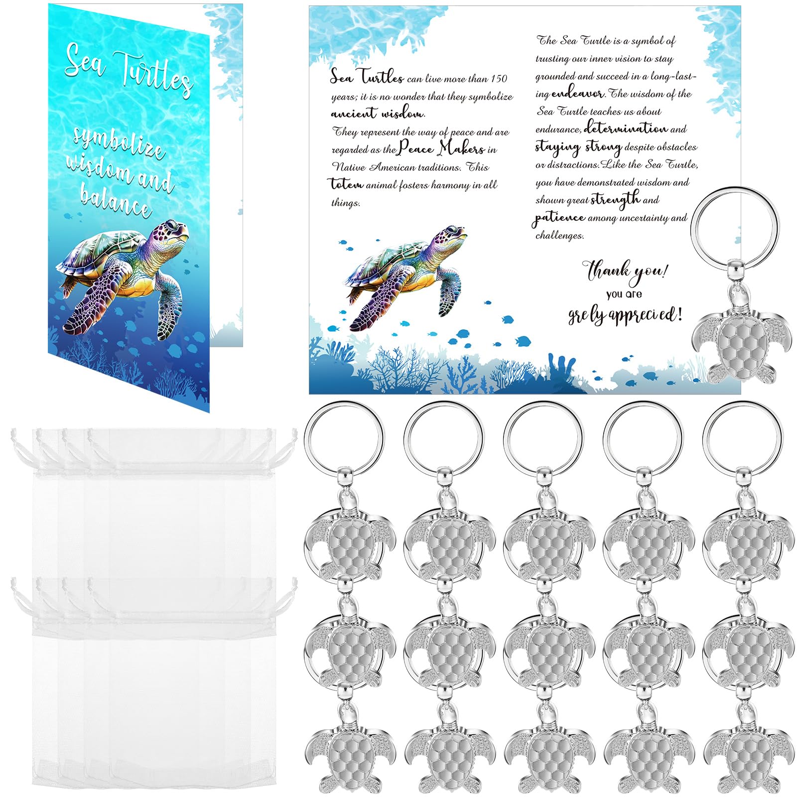 Snapklik.com : 24 Set Sea Turtle Keychain Bulk Gifts Employee ...