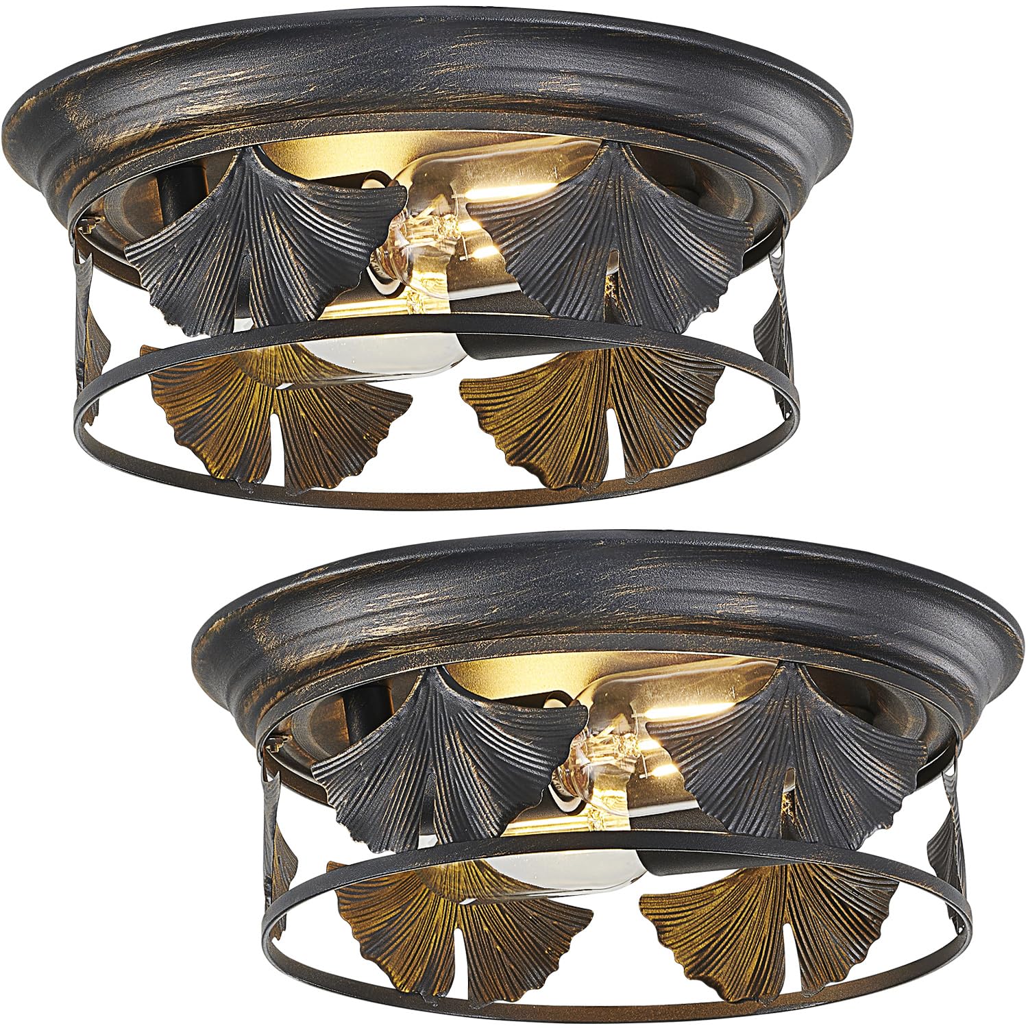 Snapklik.com : Flush Mount Ceiling Light 2 Pack Black Industrial Cage ...