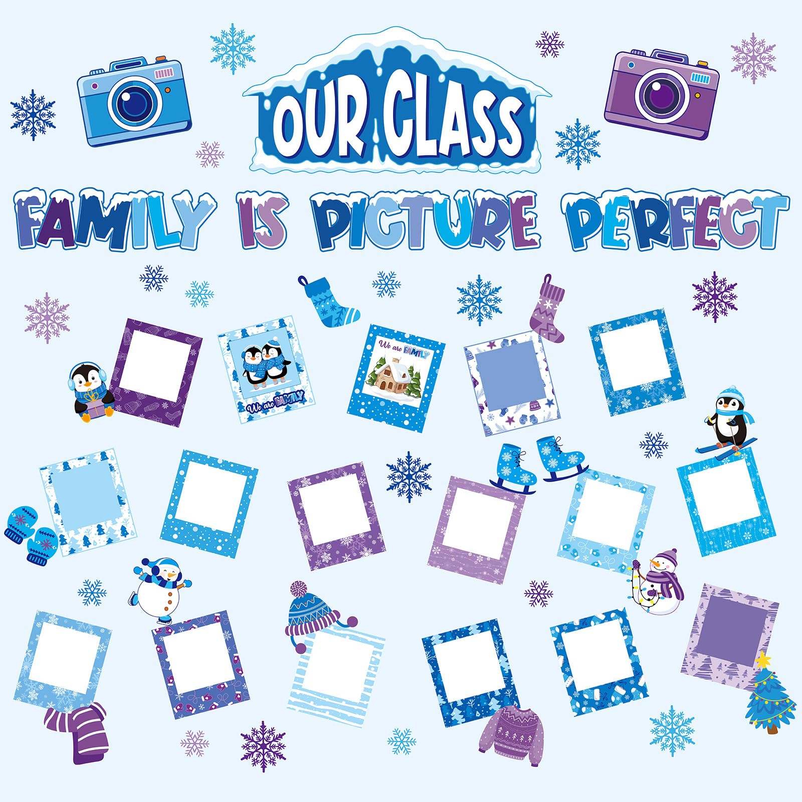 Amazon.com: Moinchore 74 Pcs Winter Classroom Bulletin Board ...