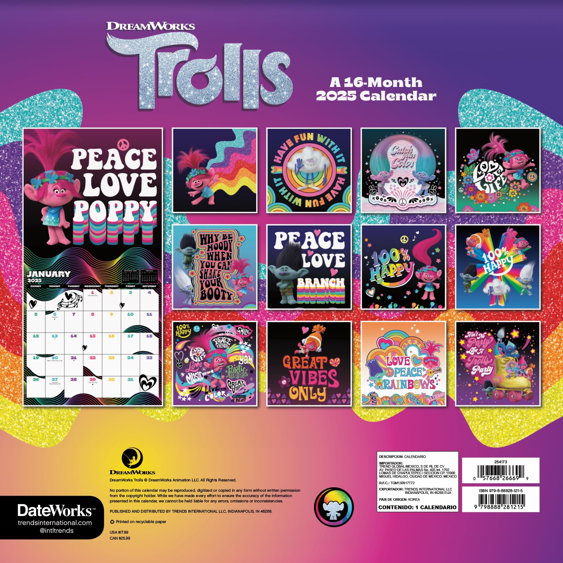 Snapklik.com : Dreamworks Trolls Calendar 2025 - Deluxe 2025 Trolls ...