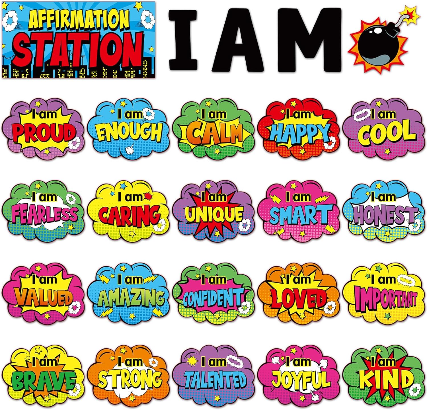 Amazon.com: Frienda Affirmation Station Bulletin Board Set Motivational ...