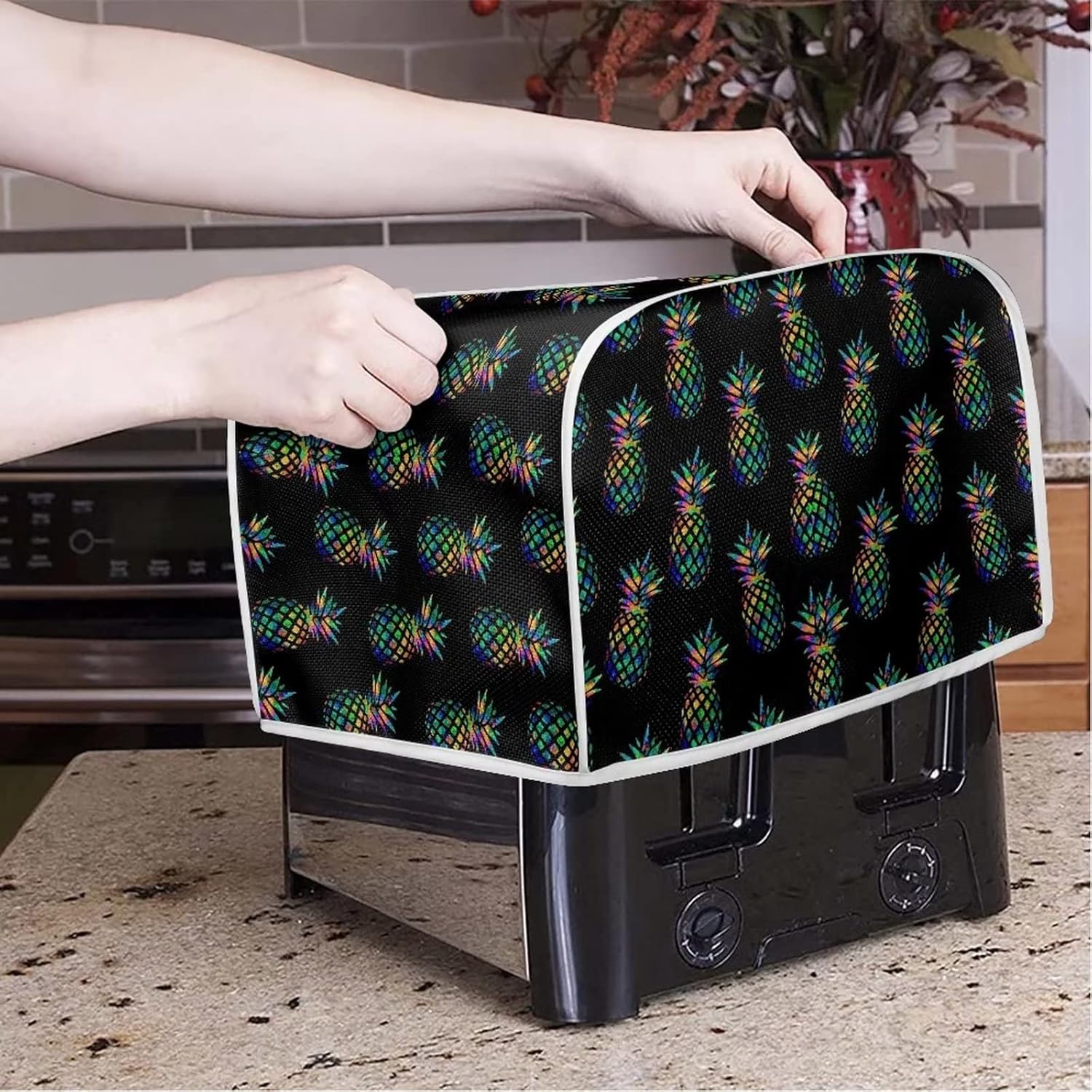 Pineapple Toaster Cover 4 Slice Reversible Toaster Appliance Dust Cover ...