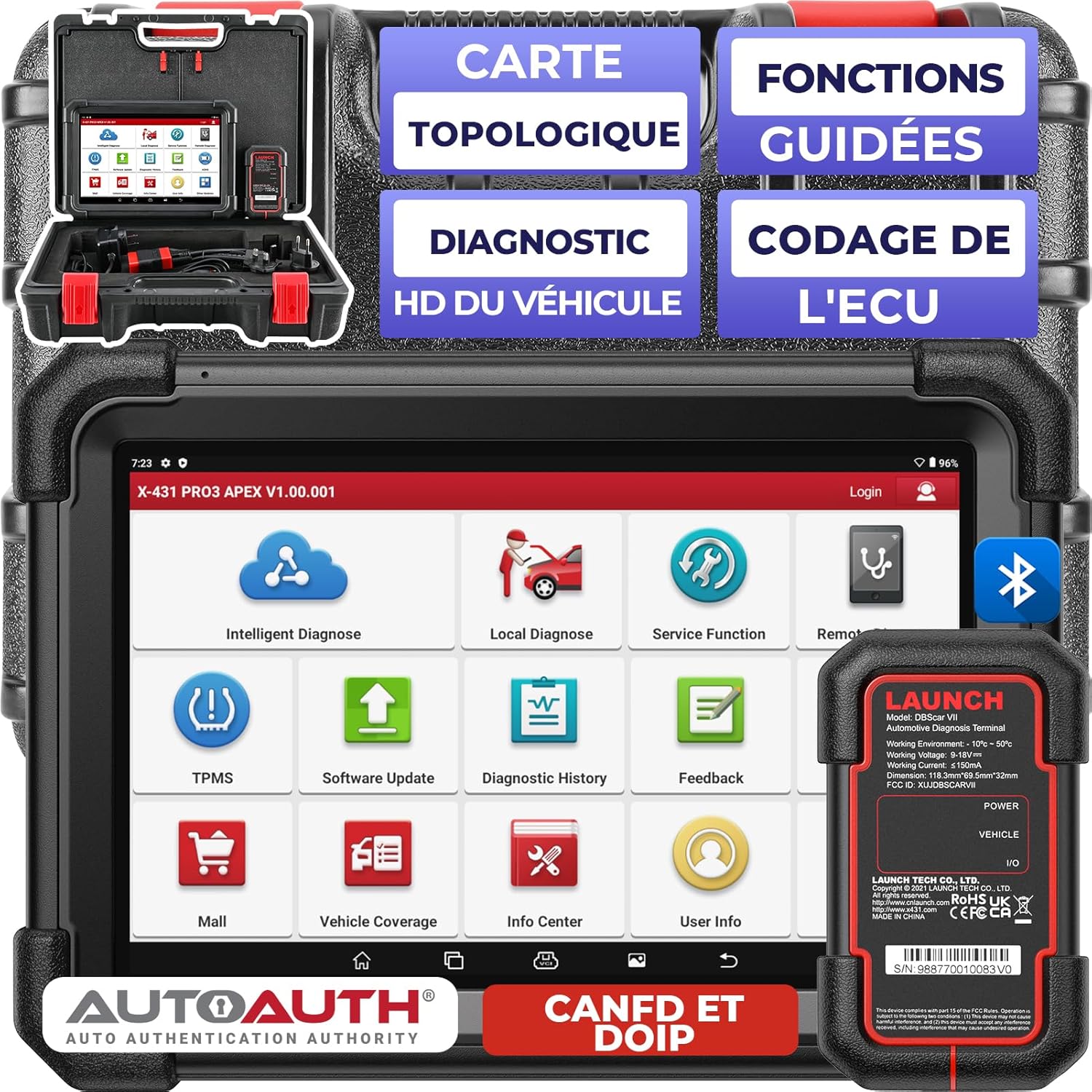 Amazon.fr : LAUNCH X431 PRO3 APEX OBD2 Appareil de Diagnostic ...