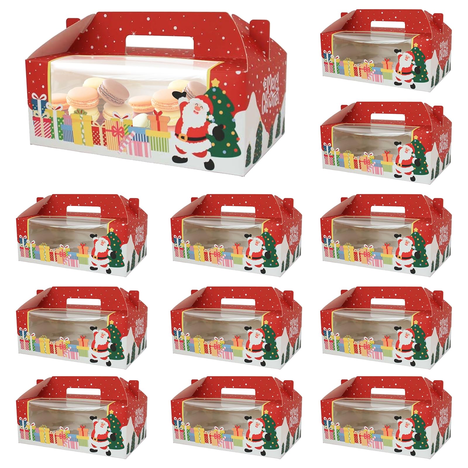 YYBD 12 Pack Christmas Cupcake Boxes Cardboard Cupcake Carrier with ...