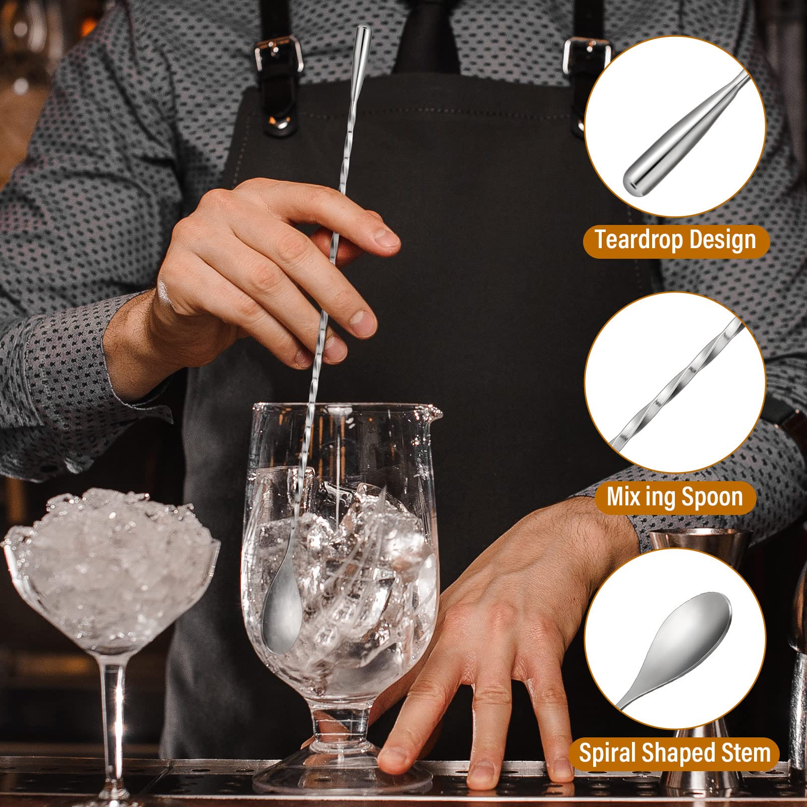 Snapklik.com : Lallisa 18 Pcs 12 Inches Bar Spoons Stainless Steel ...