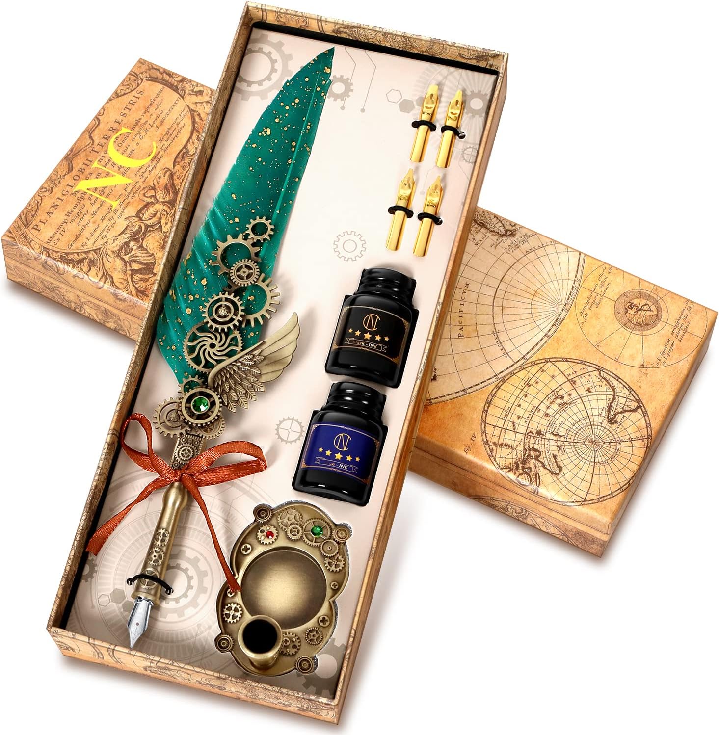 Amazon.com : Hethrone Feather Pen and Ink Set - Quill Pen Set Includes ...