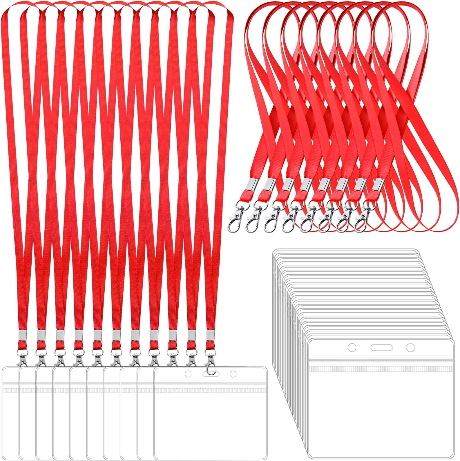 Amazon.com : 100 Pack Lanyards for ID Badges with Clear Name Tags ...