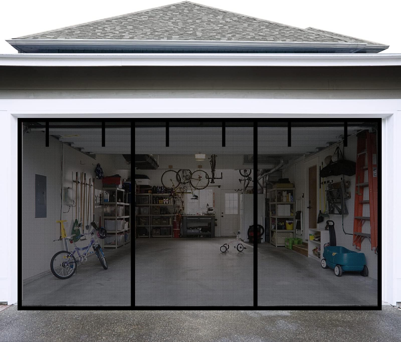 IdeaWorks Magnetic Garage Screen Door, Double Car - 16' x 7' Mesh ...