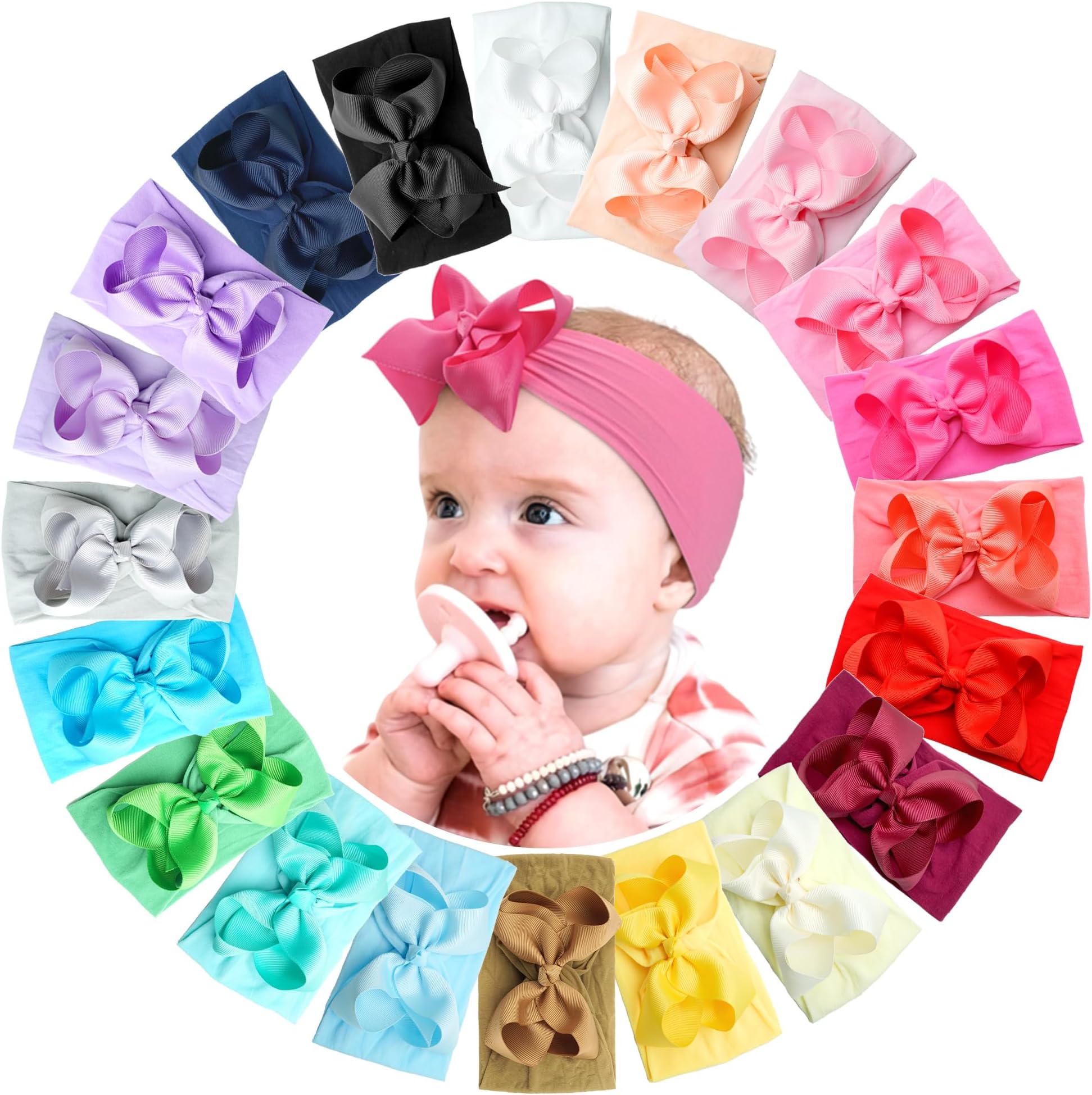 Amazon.com: CÉLLOT 20 Colors Baby Girl Headbands with 4.5 Inches Hair ...