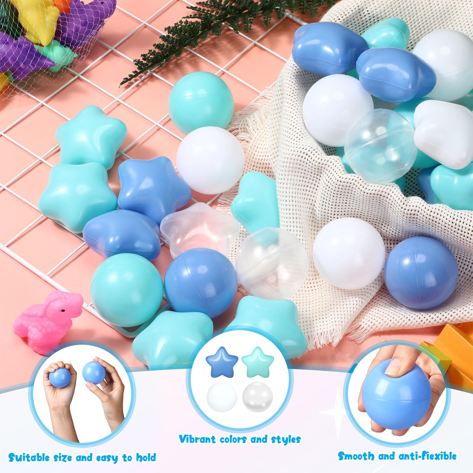 Meooeck 600 Pcs Star Balls Plastic Balls Children's Toy Balls Proof ...