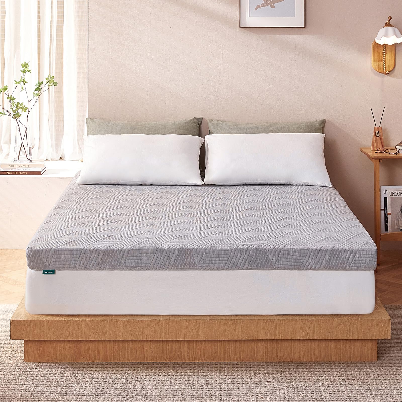 Bonnvia Mattress Topper Double Bed Thick, 4 Inch Memory Foam Mattress ...