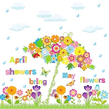 Amazon.com: Spring Bulletin Board Decorations Spring Flowers Paper ...