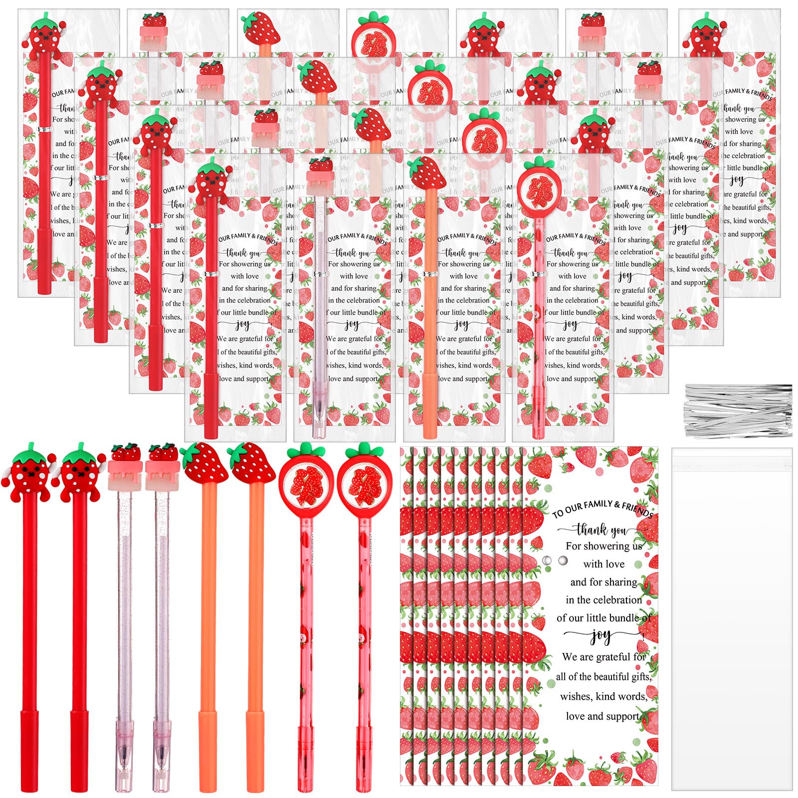 Amazon.com: Spakon 36 Pcs Strawberry Pen Gift Set Black Ink Strawberry ...