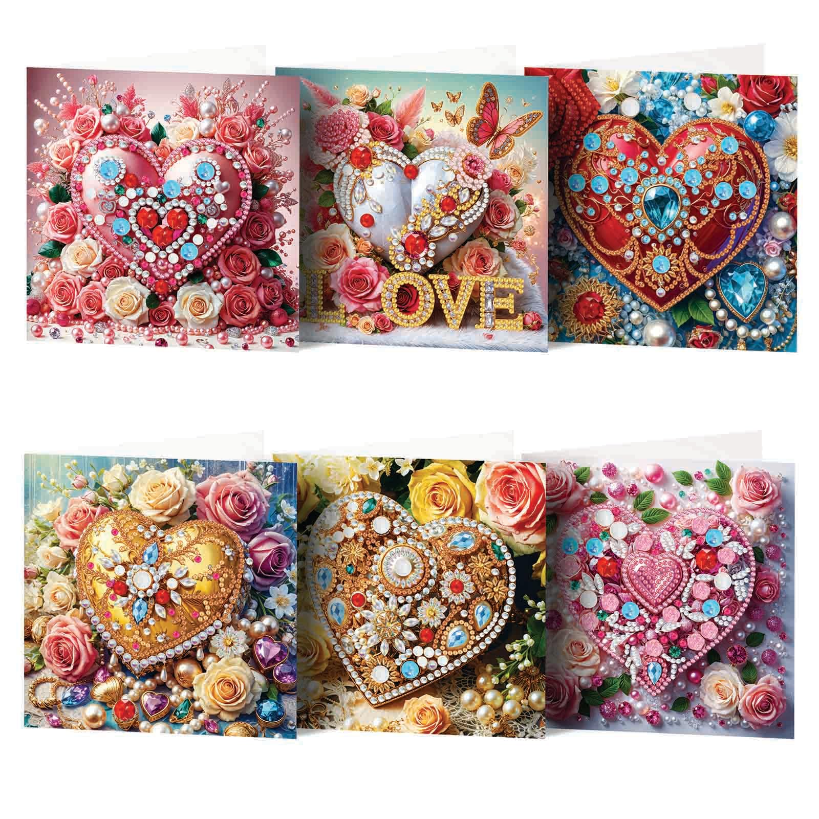 Amazon.com: LUSandy 6 Packs DIY 5D Diamond Painting Heart Cards Kits ...