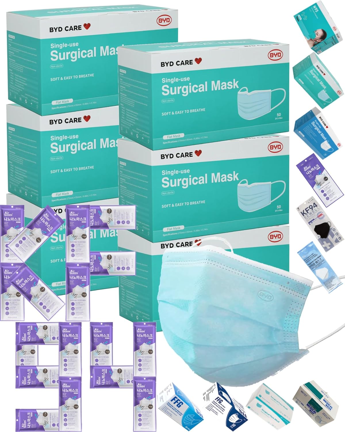 Amazon.com: BYD Masks ASTM Level 3 Blue Disposable Single Use 3-Ply ...
