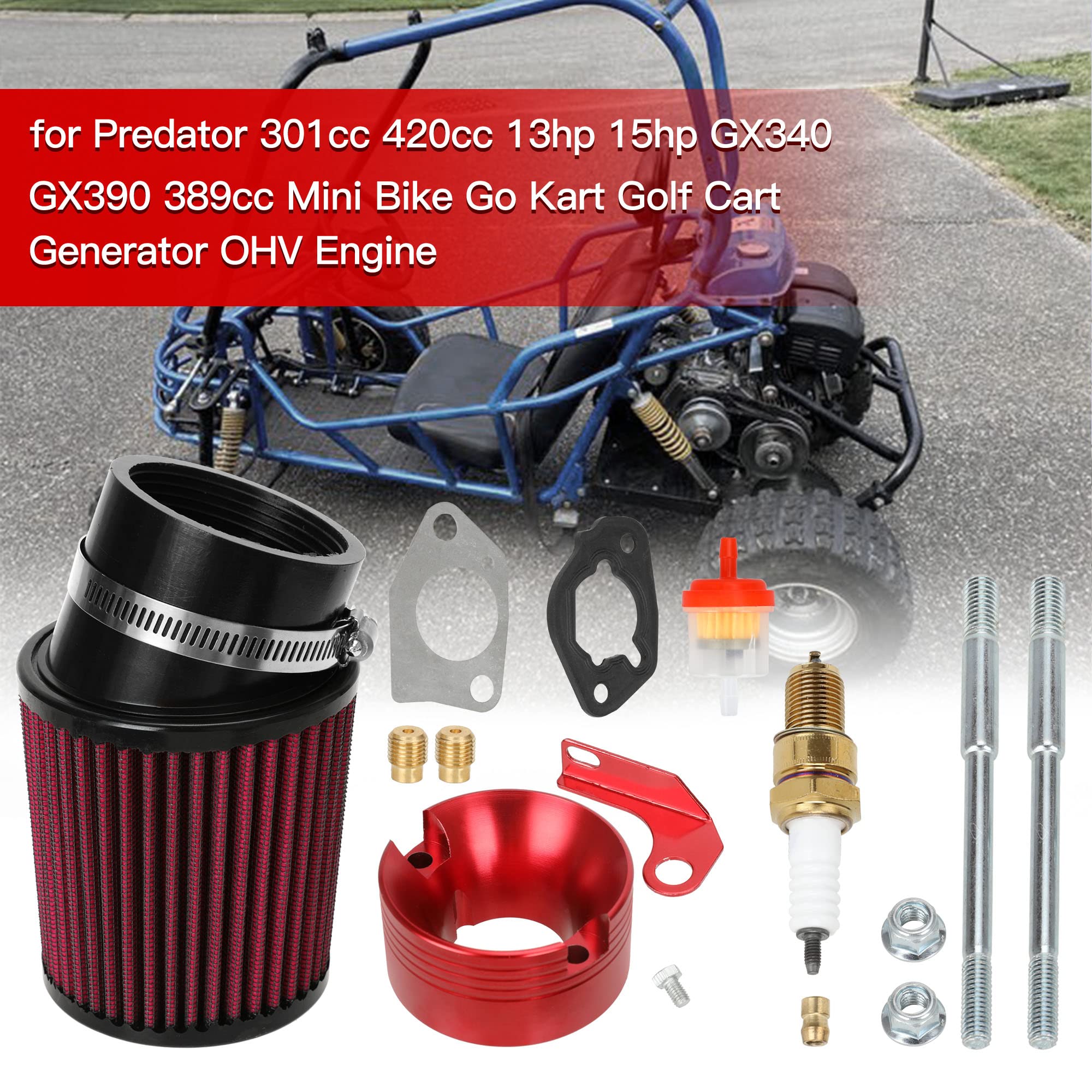 Buy GREHUA Upgrade Air Filter Adapter Jet Kit for Predator 301cc 420cc ...
