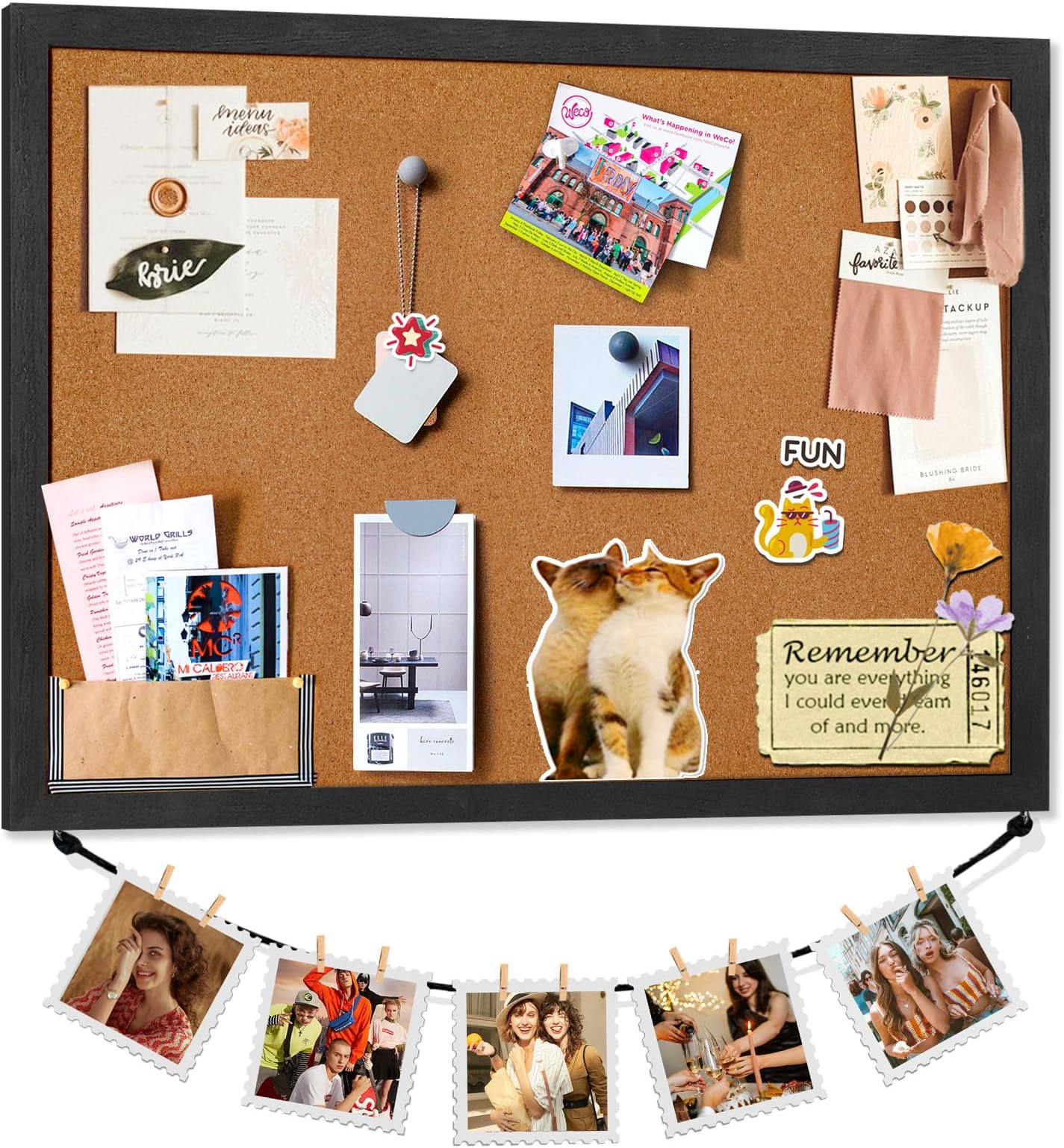 Amazon.com : Miratino Cork Board Bulletin Board, 23x18 Inches Wooden ...