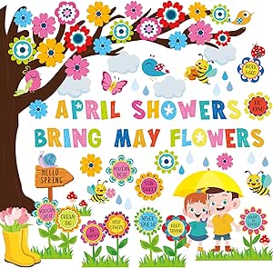 Amazon.com: ReliThick Spring Tree Decorations for Classroom April ...