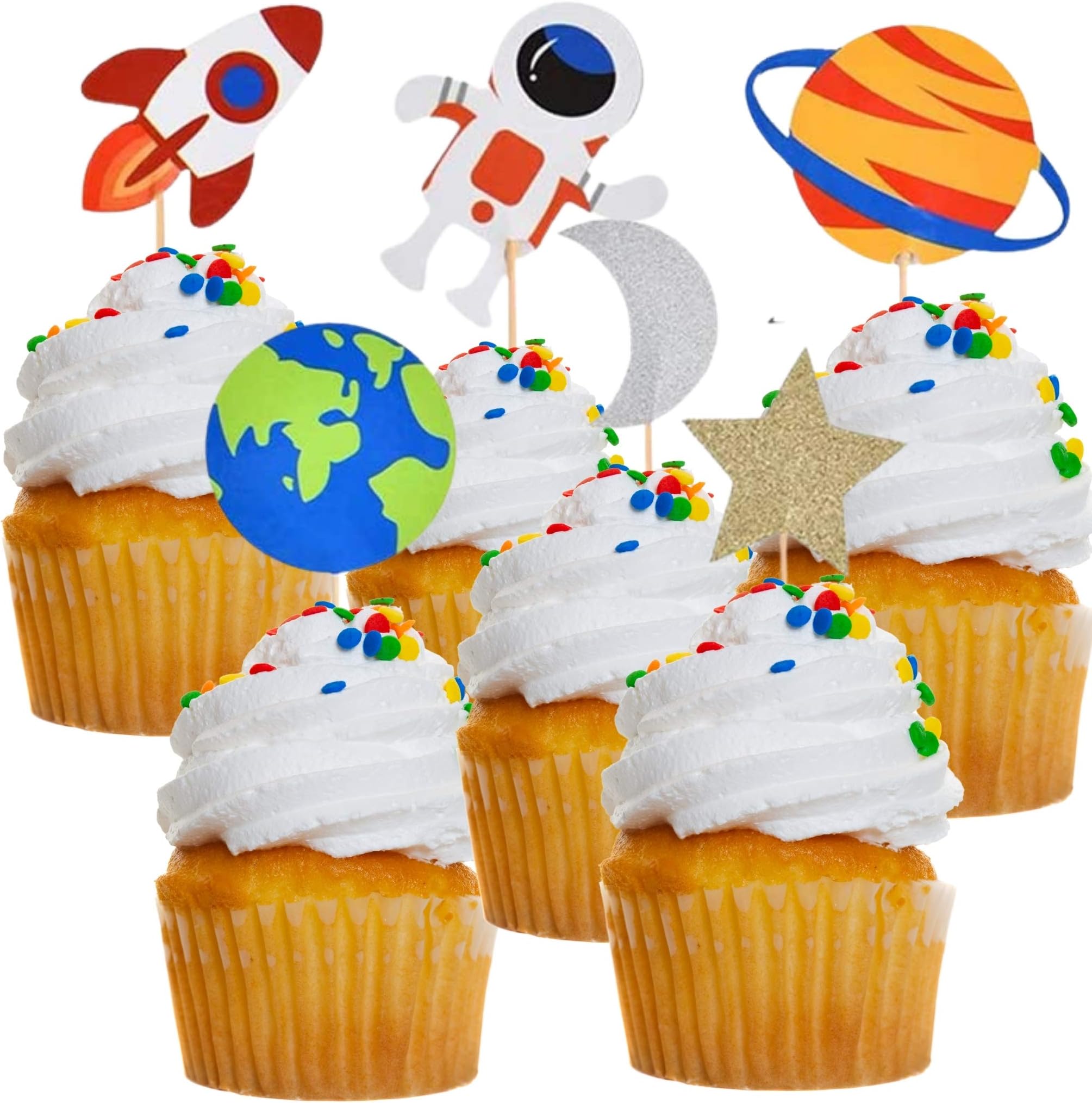 SYOSI 22 Pcs Space Cake Topper, Space Themed Party Supplies Planet ...