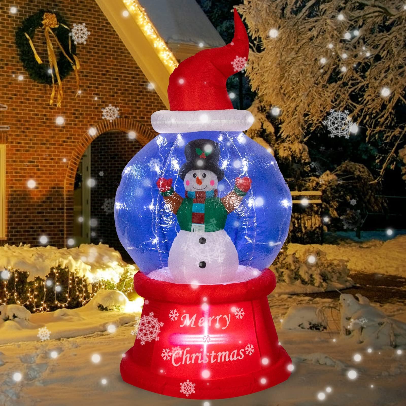 Amazon.com: Vigdur Christmas Inflatables Snow Globe - Blow Up Snowman ...