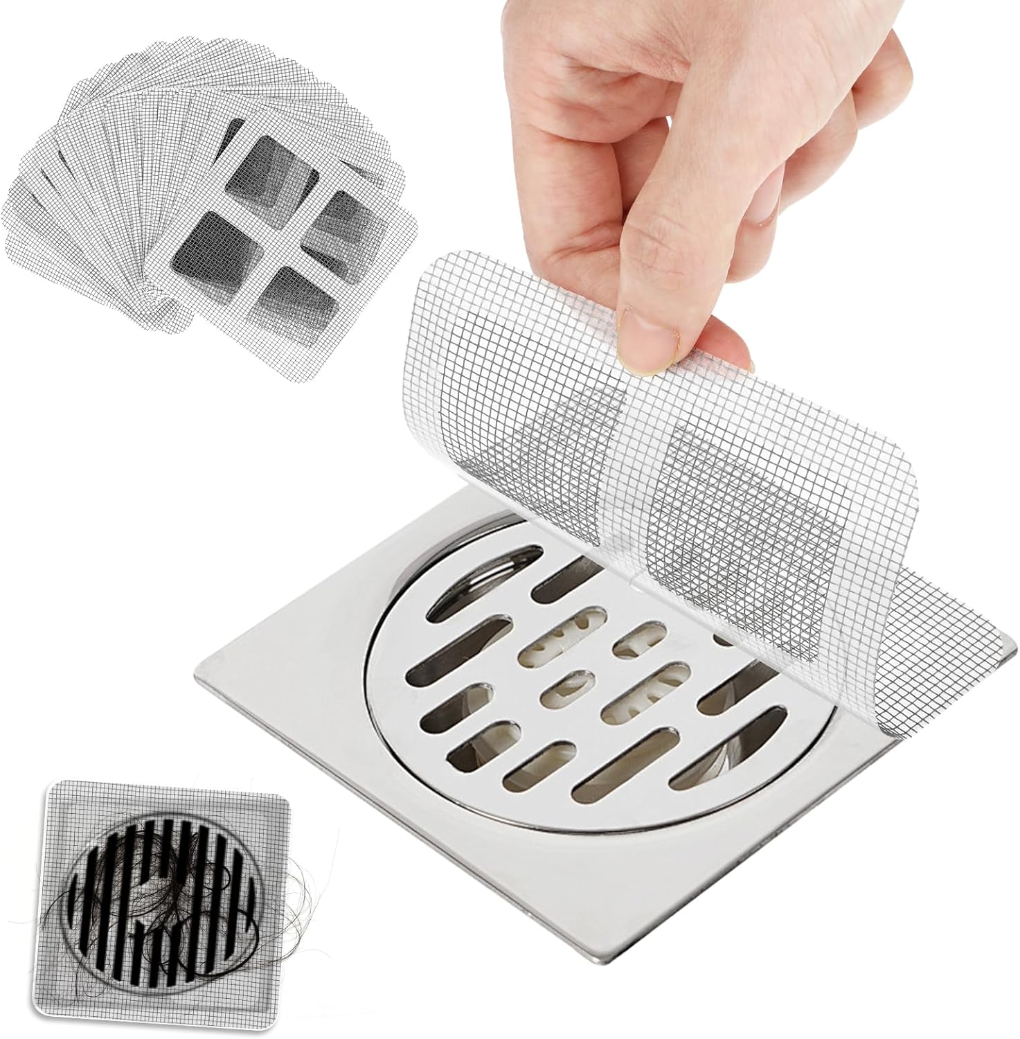 50 Pack Disposable Shower Drain Hair Catcher 4 Inches Shower Drain Hair ...