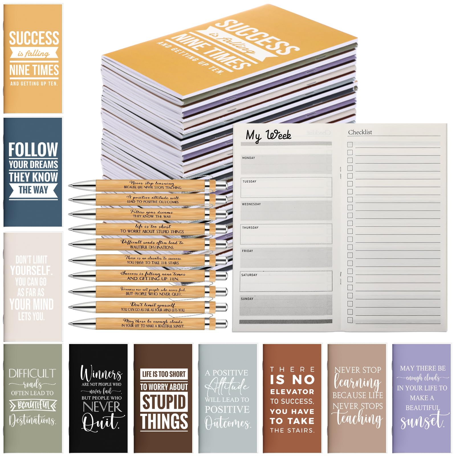 Amazon.com: Spakon 20 Sets Bulk Pocket Planners and Bamboo Pens 2025 ...