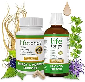 Amazon.com: Lifetones Uric Acid Support Tincture + Energy & Adrenal ...