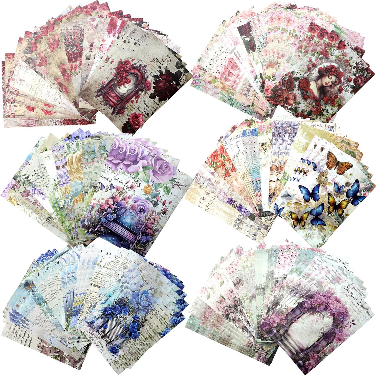 Amazon.com : 180 Sheets Retro Memory Vintage Scrapbooking Collage Pack ...