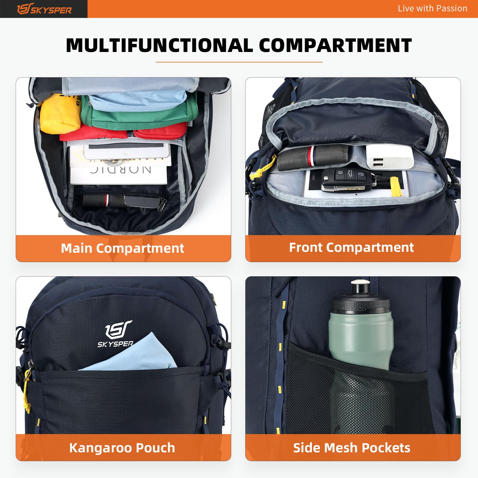 Snapklik.com : SKYSPER Hiking Backpack 30L Lightweight Packable Travel ...