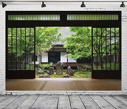 CORFOTO 7x5ft Japanese Yard Backdrop Japanese Tea Room Photography ...